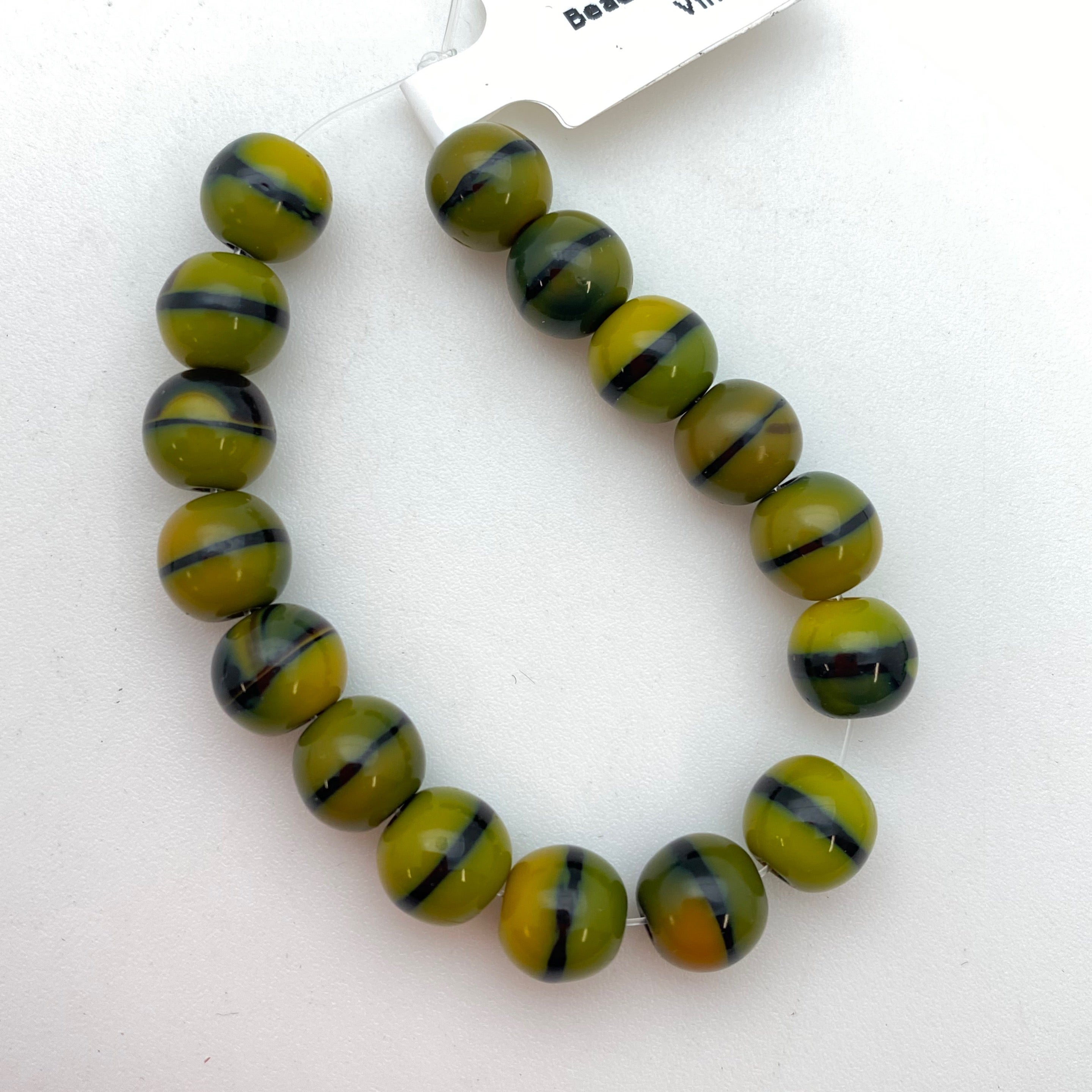 Vintage Glass Round 8mm Multi Olive | Ava Motherwell Collection